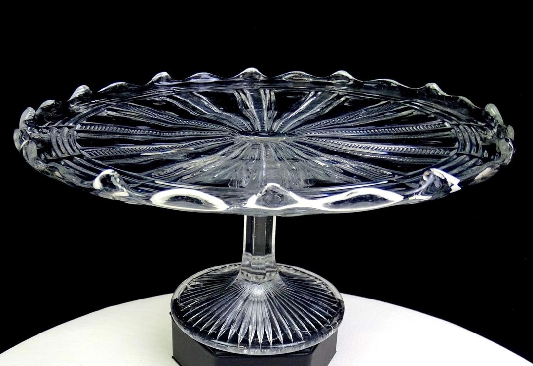 Bryce Higbee EAPG Antique Glass Paris Roughneck Clear 9 1/2" Cake Stand ...