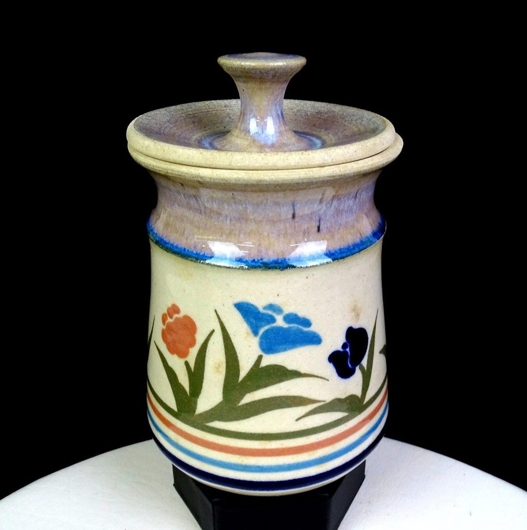 Frank Massarella Signed Firehouse Pottery Ojai Calif Floral 7" Lidded ...