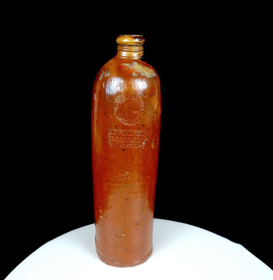 J Friedrich Gross Karben German Stoneware Antique 11 5/8" Water Bottle ...
