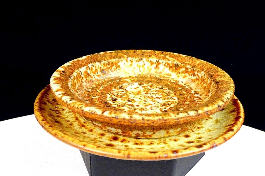 Tate Signed Studio Art Pottery Speckled Stoneware 5 3/8 Flower Frog and ...