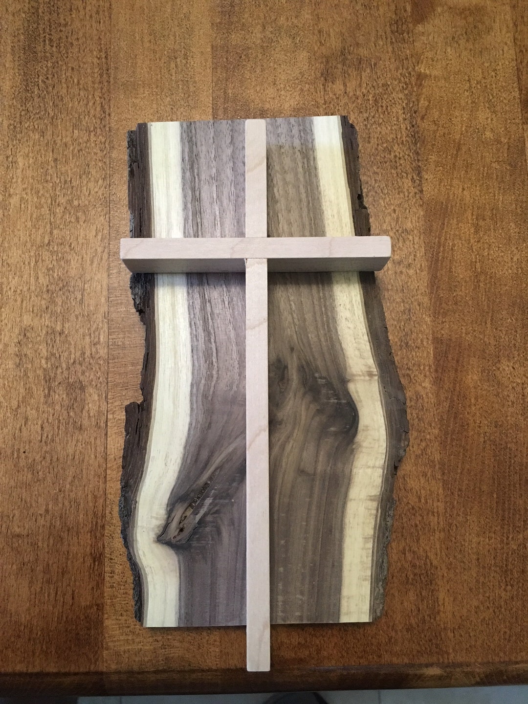 Live Edge Cross--walnut and Maple--free Shipping - Etsy