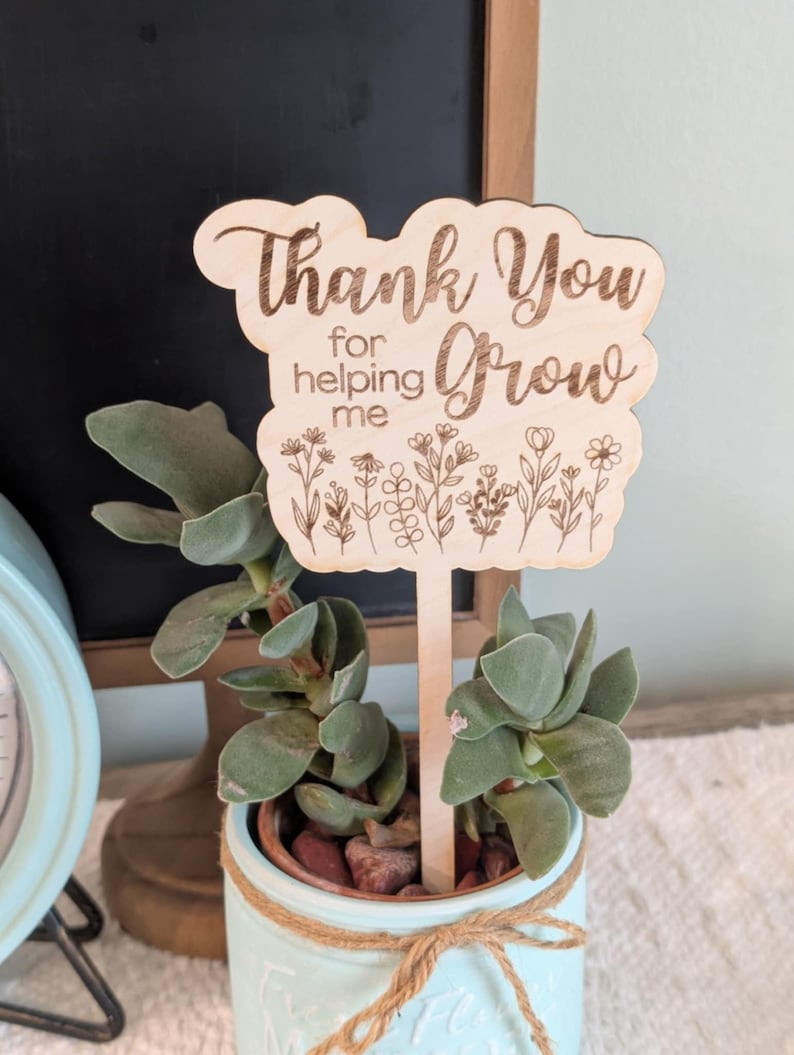 Thank You for Helping Me Grow SVG - Plant Stake - Teacher Gift - Laser ...