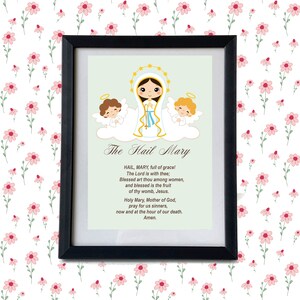 Our Lady of Lourdes Hail Mary Prayer Wall Art, Our Lady of Lourdes Art ...