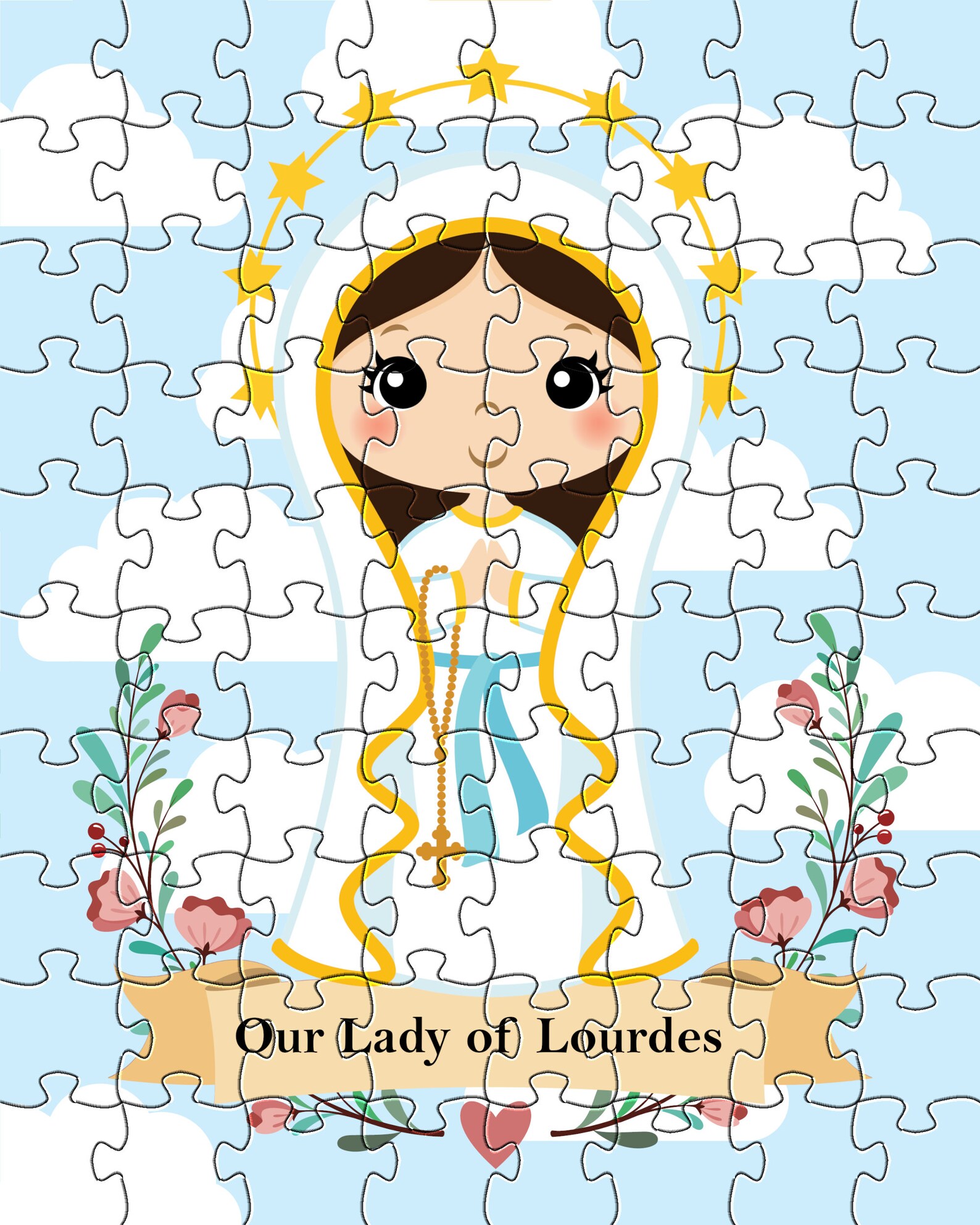 Our Lady of Lourdes Puzzle, 48, 80 & 120 Pieces Puzzle, Catholic Jigsaw ...