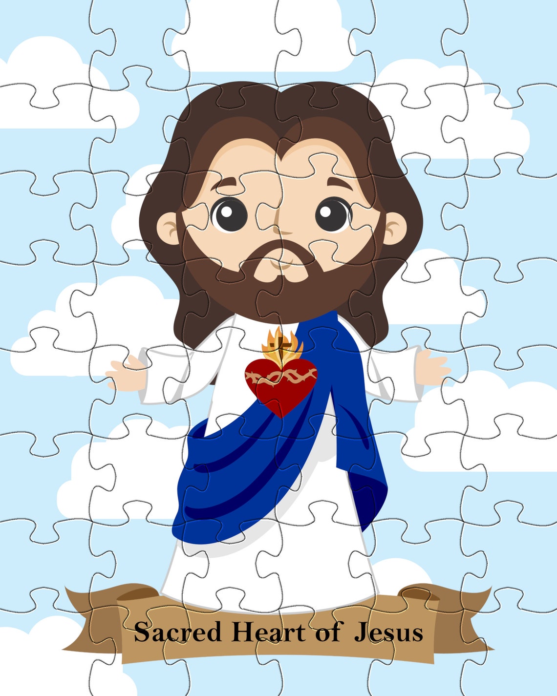 Sacred Heart of Jesus Christ Puzzle, 48, 80 or 120 Pieces Puzzle ...
