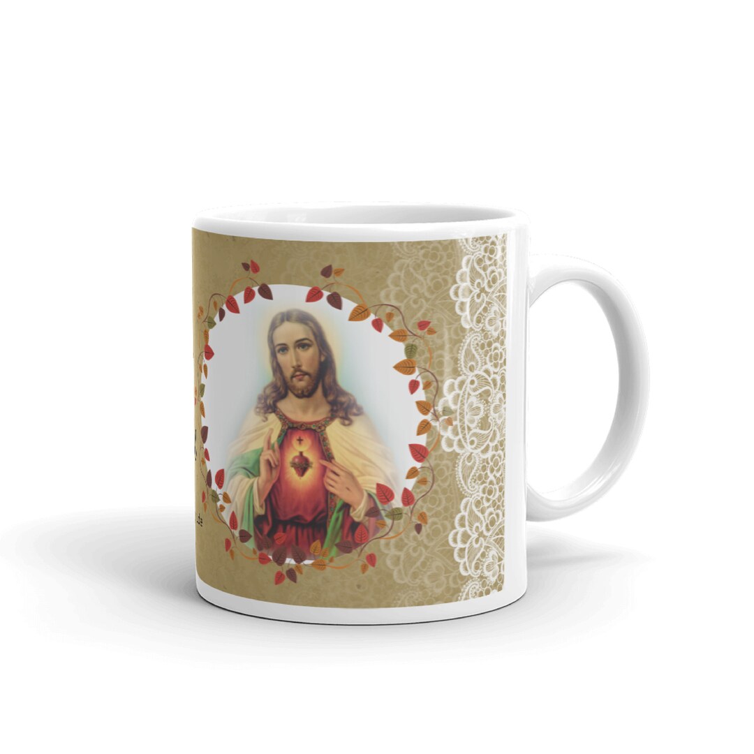 Jesus Christ Sacred Heart 11oz Mug, Catholic Mug, Saints Mug, Catholic ...