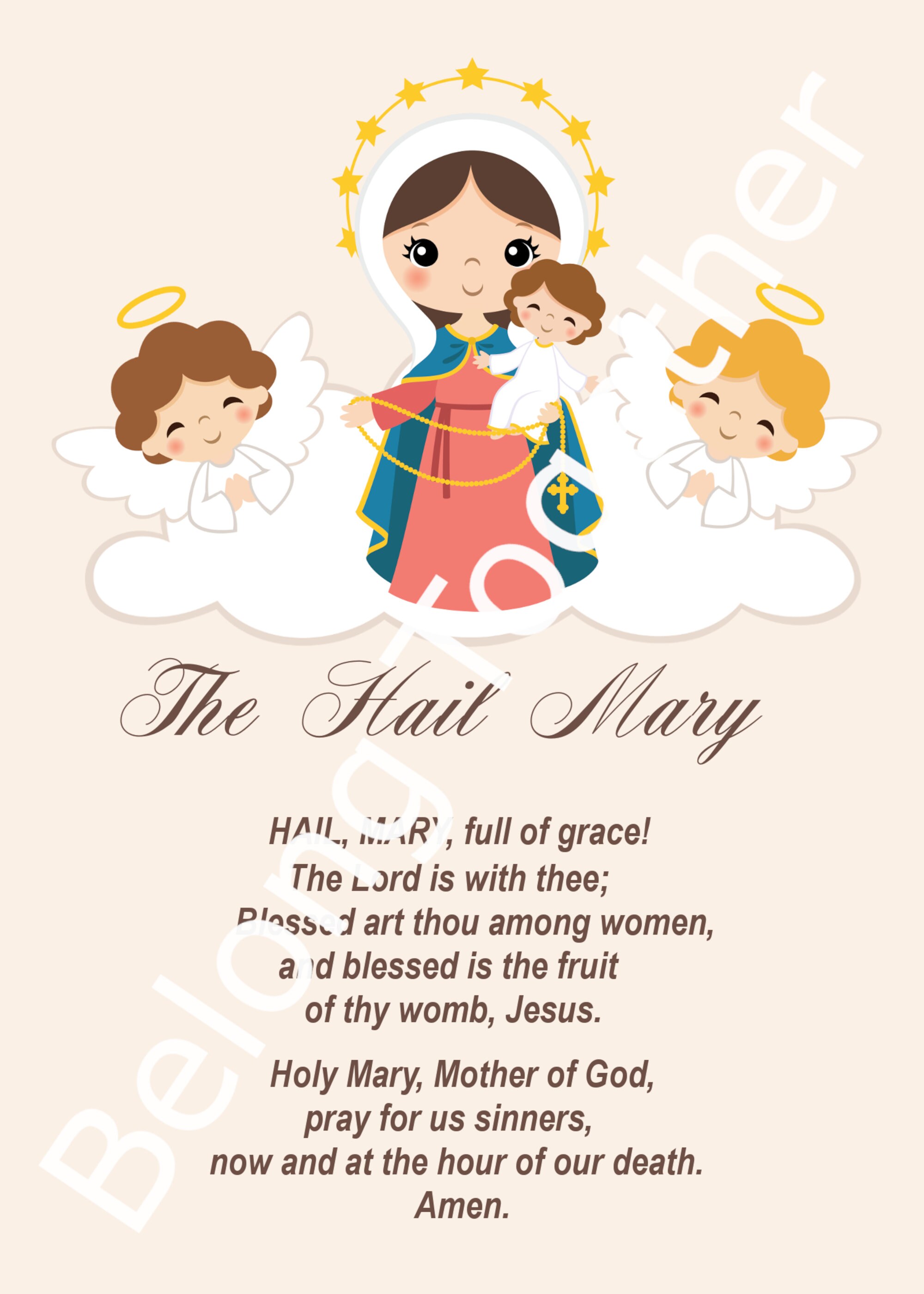 Our Lady of Rosary Hail Mary Prayer Wall Art Our Lady of - Etsy