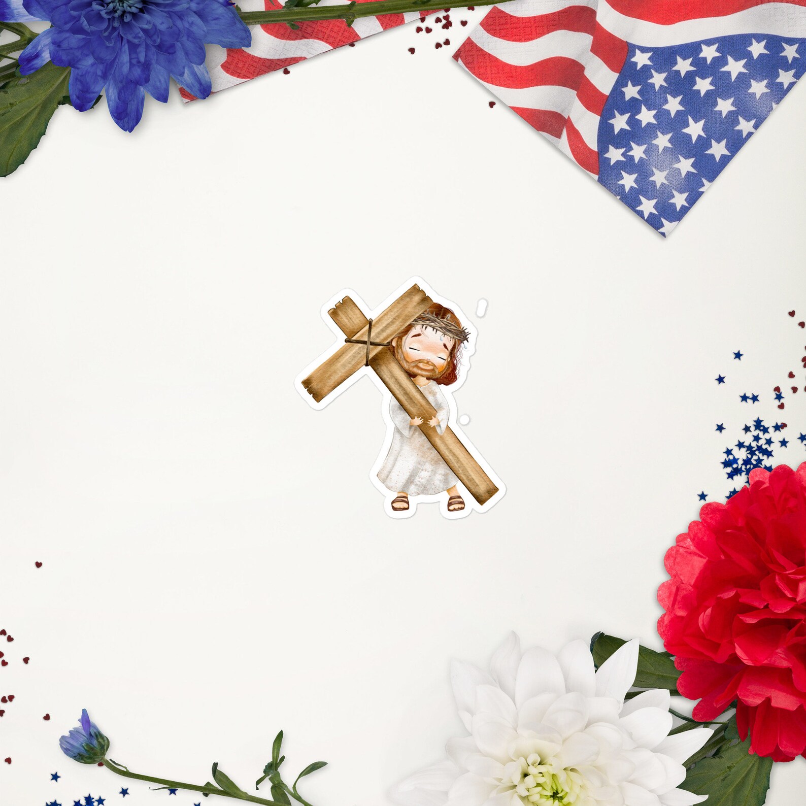 Jesus Carries the Cross Sticker Jesus and the Cross Sticker - Etsy