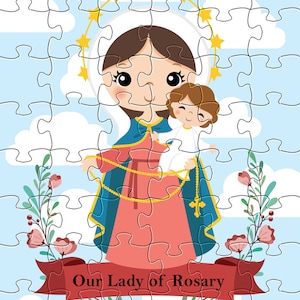 Our Lady of Rosary Puzzle, 48, 80 & 120 Pieces Puzzle, Catholic Jigsaw ...