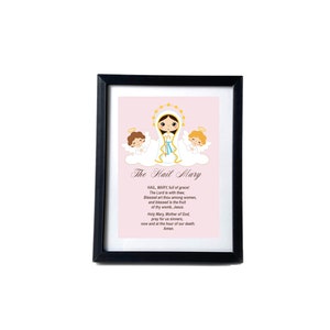 Our Lady of Lourdes Hail Mary Prayer Wall Art, Our Lady of Lourdes Art ...