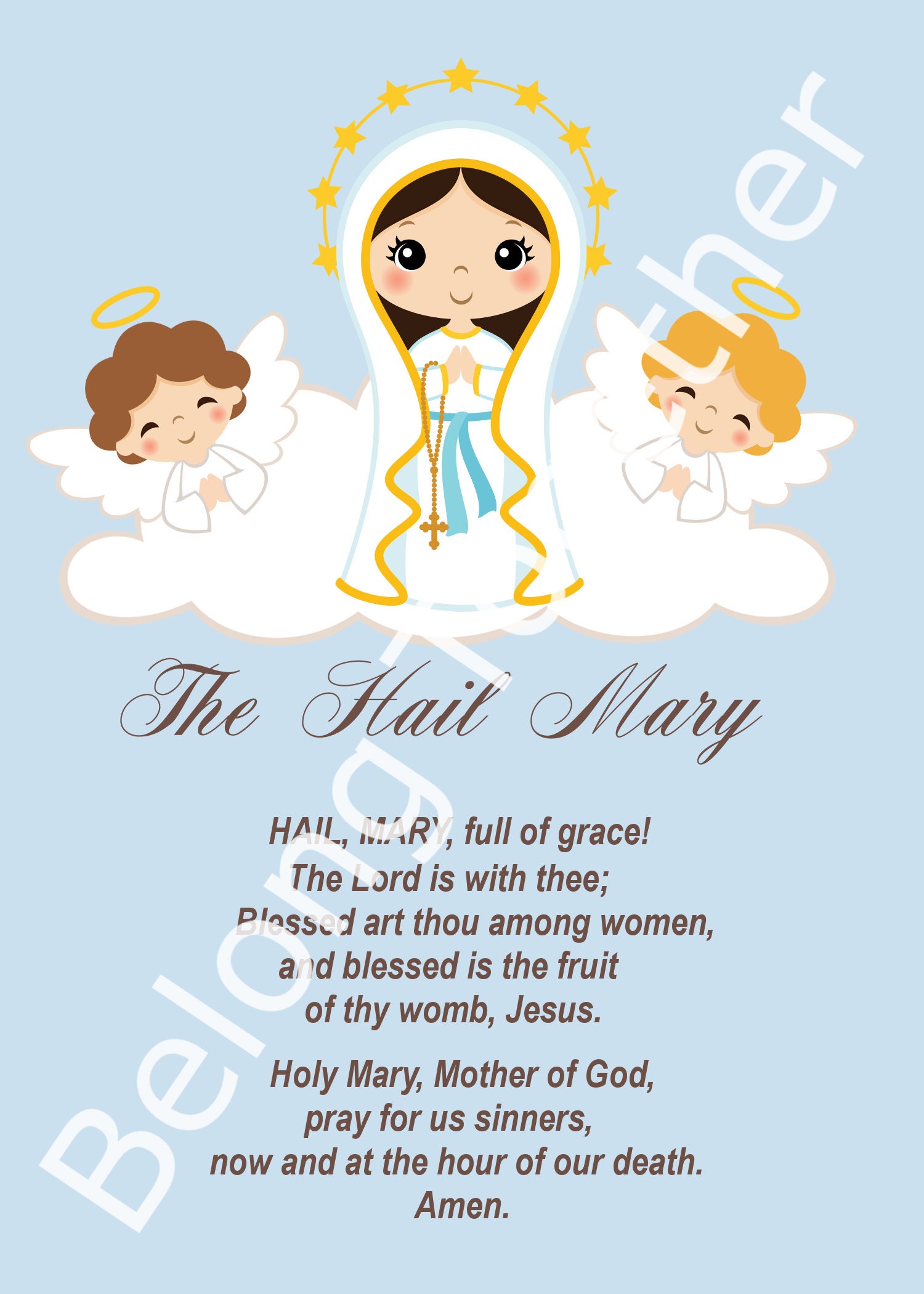 Our Lady of Lourdes Hail Mary Prayer Wall Art, Our Lady of Lourdes Art ...
