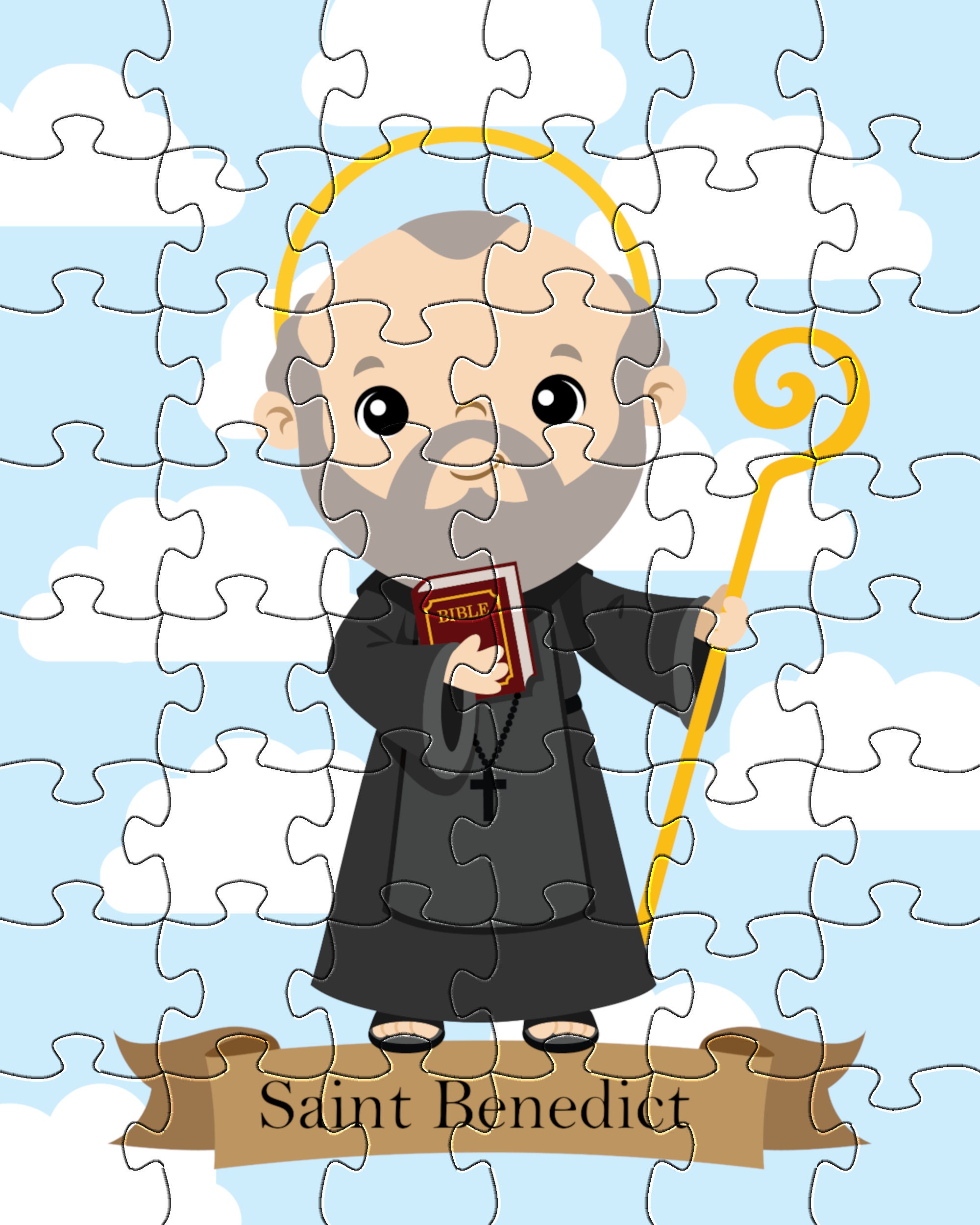 Saint Benedict Puzzle 48 pieces puzzle Catholic Jigsaw | Etsy