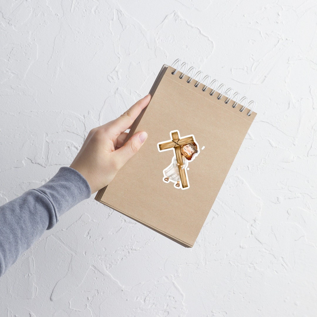 Jesus Carries the Cross Sticker, Jesus and the Cross Sticker, Jesus ...