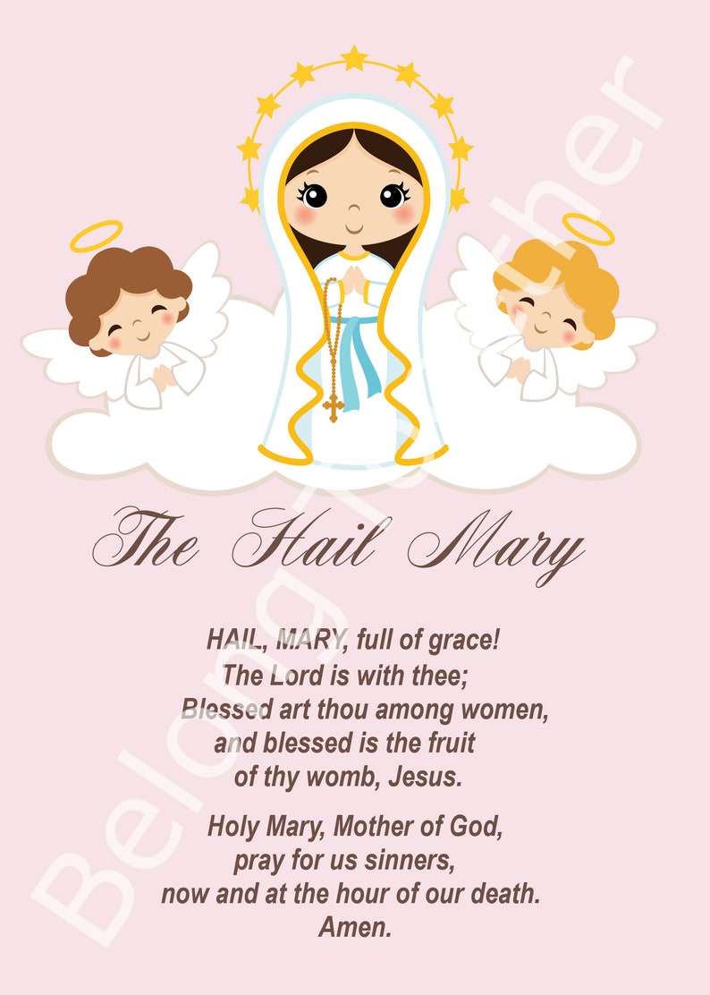 Our Lady of Lourdes Hail Mary Prayer Wall Art, Our Lady of Lourdes Art ...