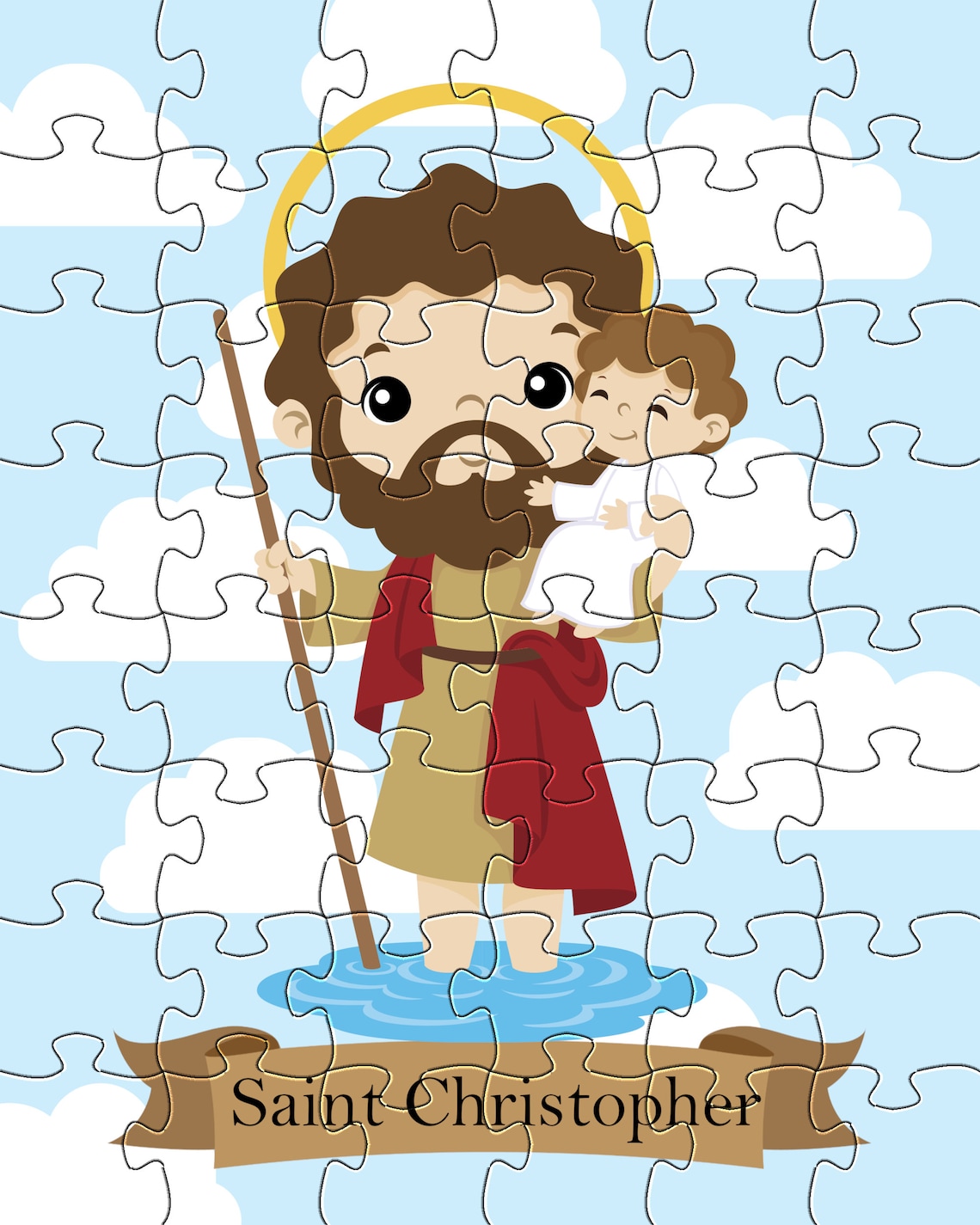 Saint Christopher Puzzle, 48, 80 & 120 Pieces Puzzle, Catholic Jigsaw ...