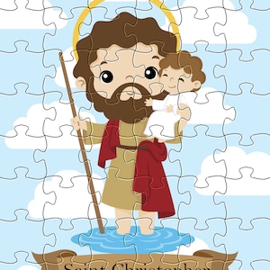 Saint Christopher Puzzle, 48, 80 & 120 Pieces Puzzle, Catholic Jigsaw ...