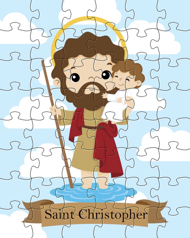 Saint Christopher Puzzle 48 80 & 120 Pieces Puzzle Catholic - Etsy