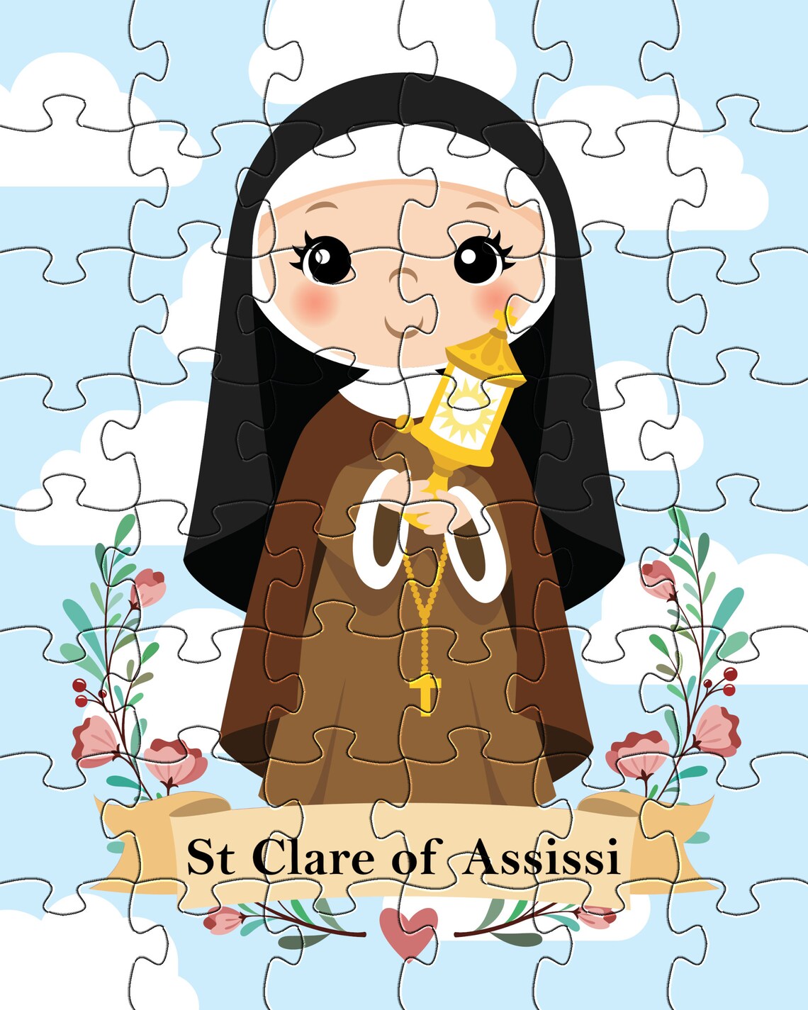 Saint Clare of Assisi Puzzle, 48, 80 & 120 Pieces Puzzle, Catholic ...