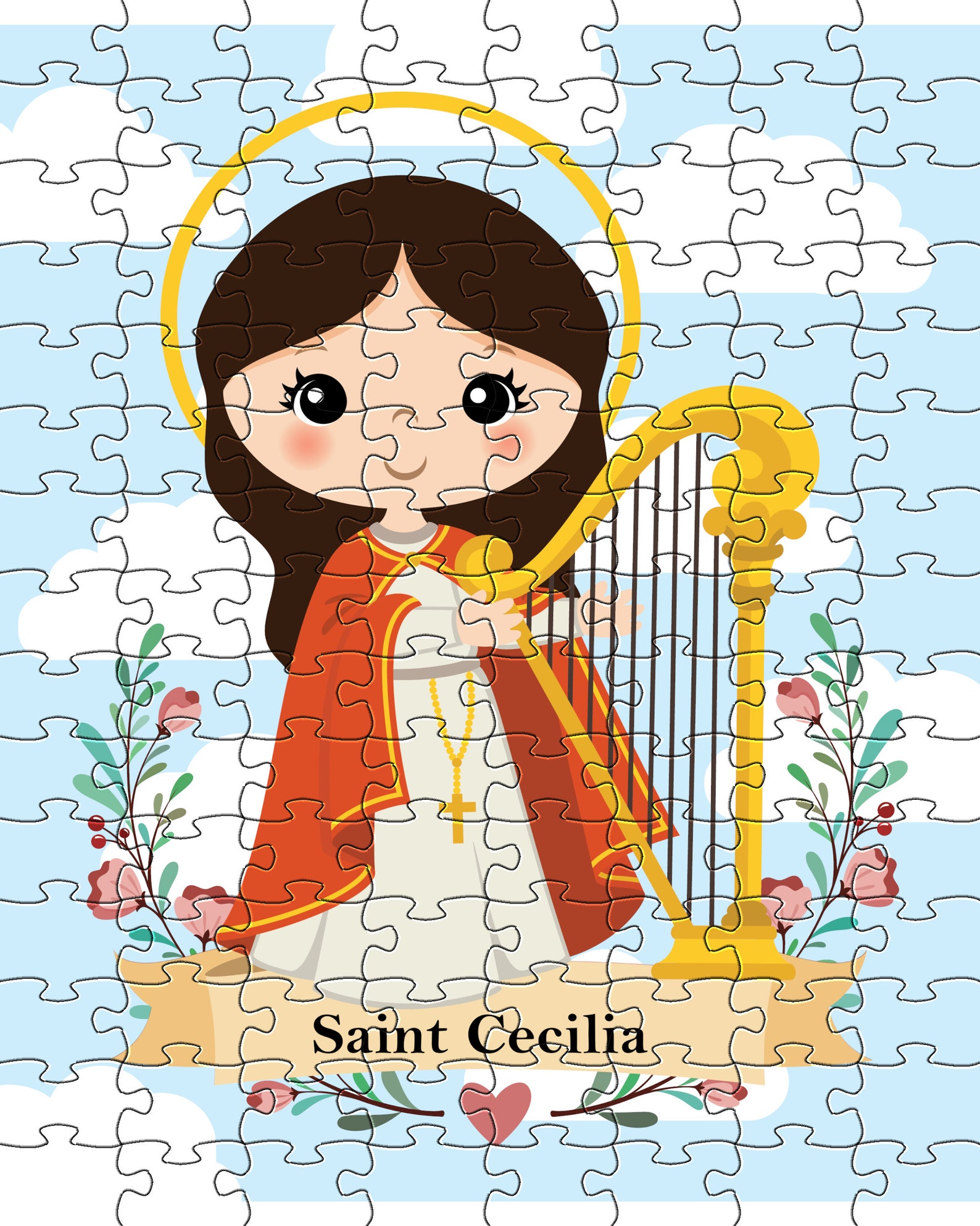Saint Cecilia Puzzle, 48, 80 & 120 Pieces Puzzle, Catholic Jigsaw ...