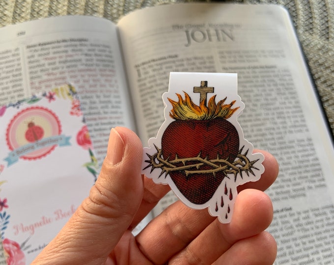 Sacred Heart of Jesus Magnetic Bookmark, Catholic Bookmark, Saints ...