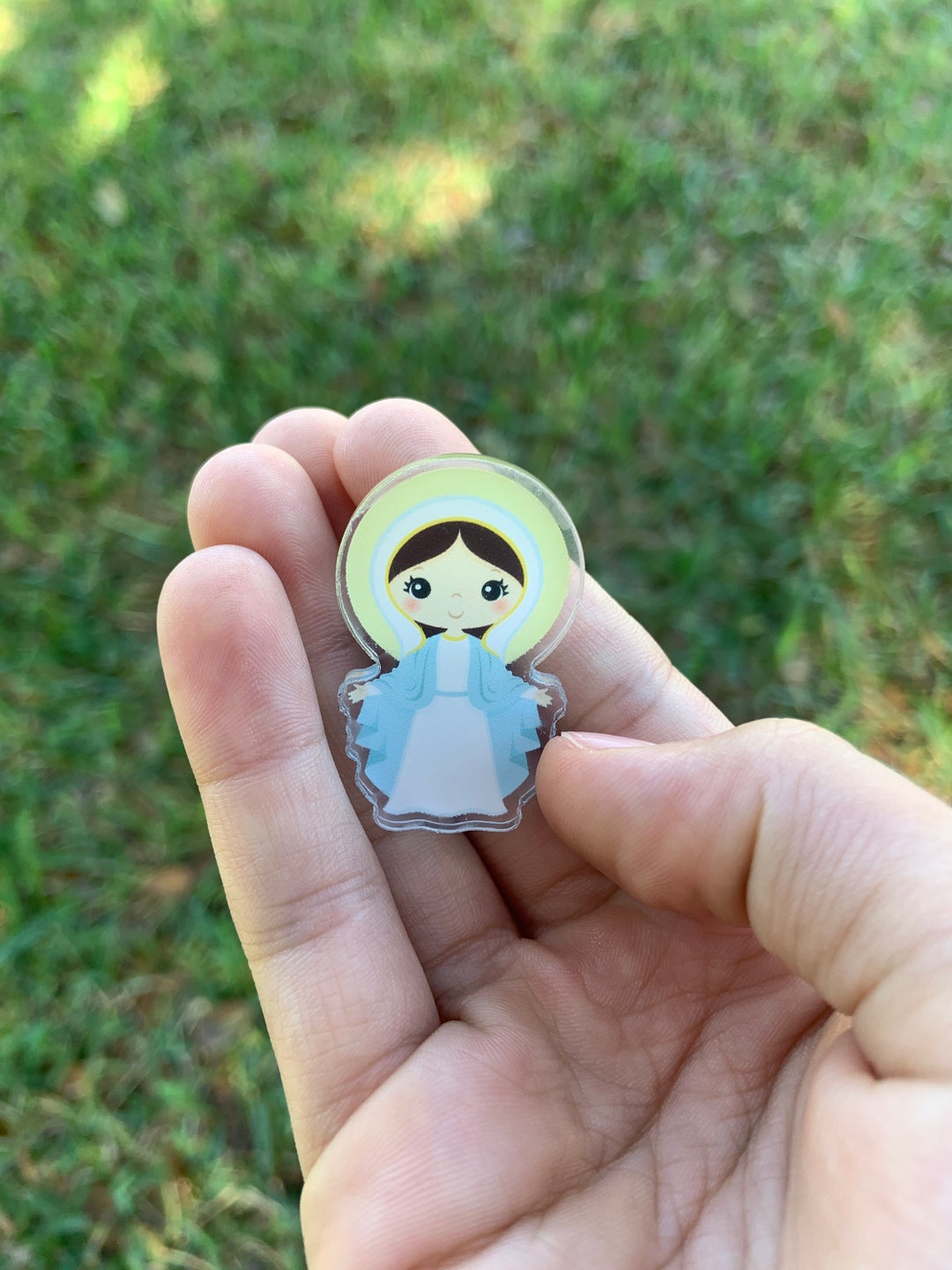 Virgin Mary Acrylic Pin, Virgin Mary Button, Label Pin. - Etsy