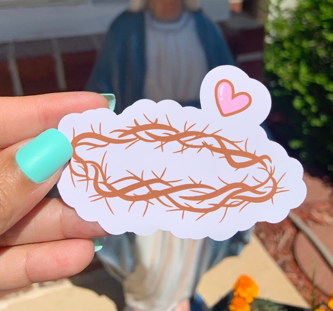 Crown of Thorns Sticker, Catholic Sticker, Bible Verses Waterproof ...