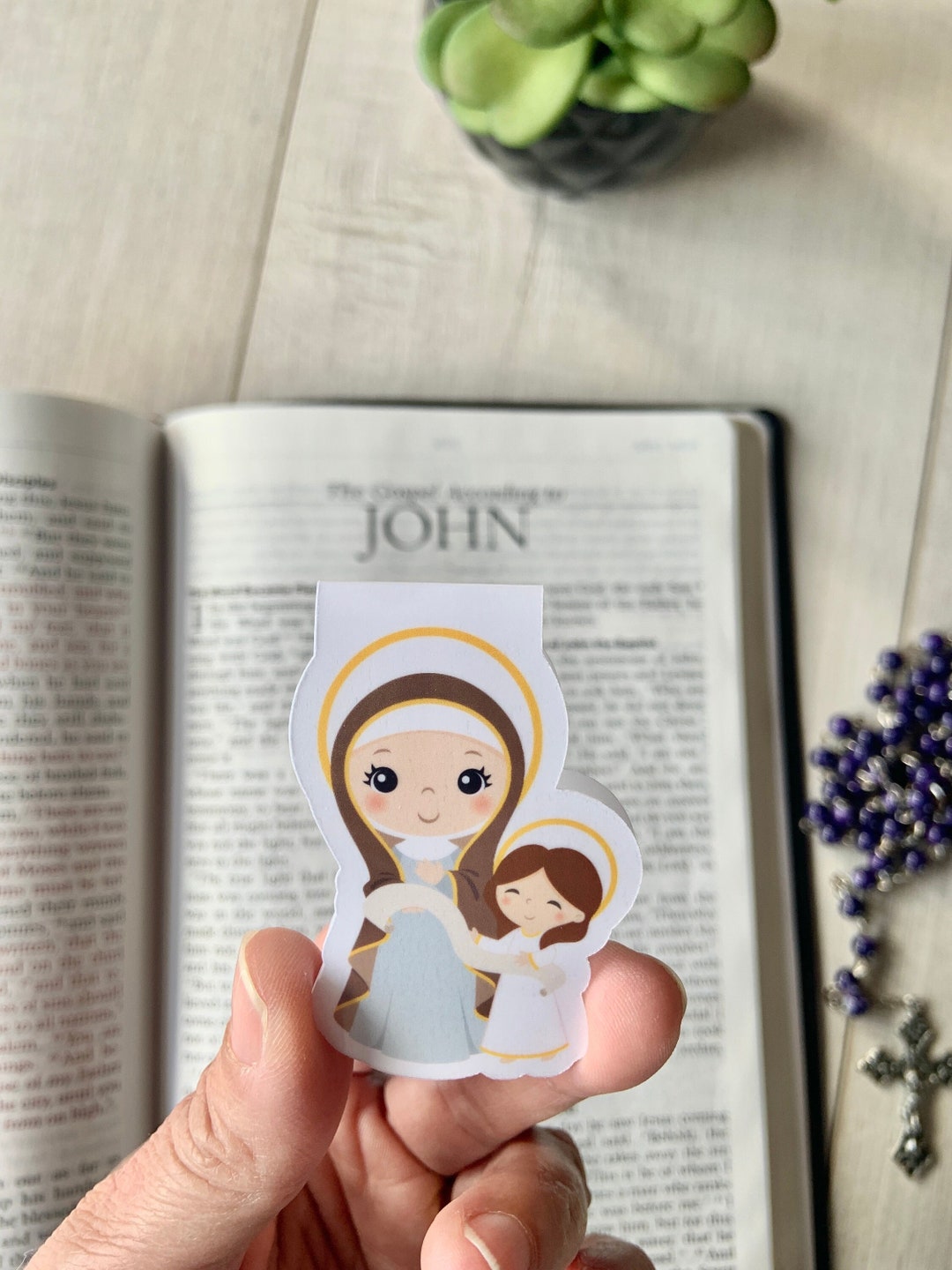 Saint Anne and Mary Magnetic Bookmark, Catholic Bookmark, Saints ...