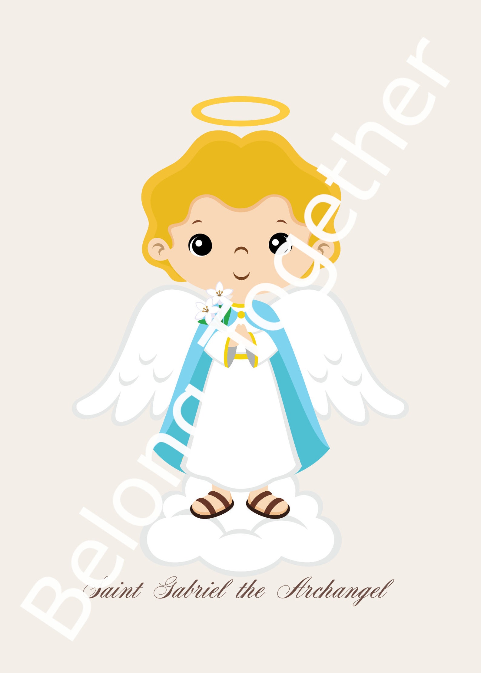 Saint Gabriel the Archangel Wall Art, Saint Gabriel Art Print, Catholic ...