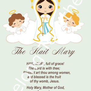 Our Lady of Lourdes Hail Mary Prayer Wall Art, Our Lady of Lourdes Art ...