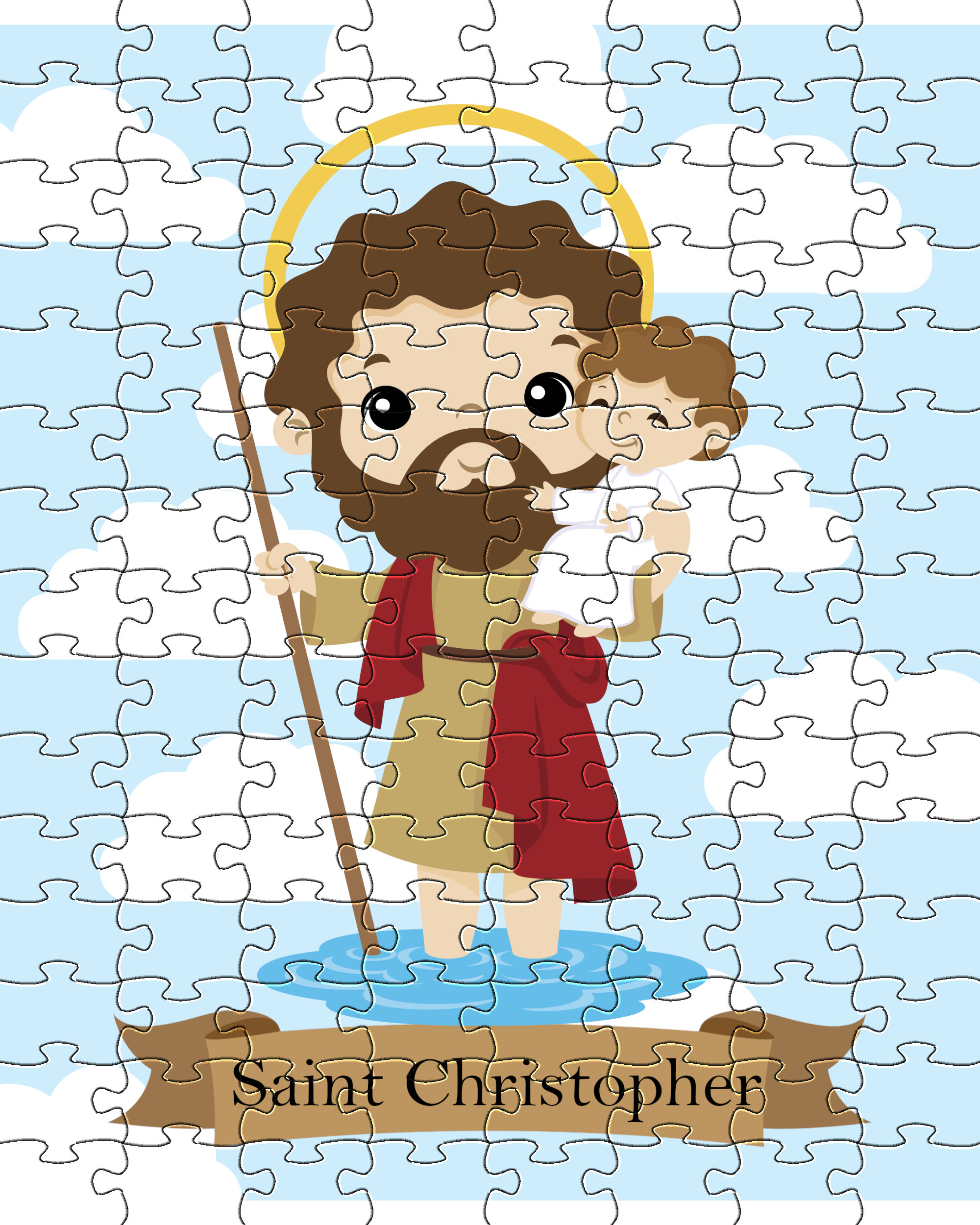 Saint Christopher Puzzle, 48, 80 & 120 Pieces Puzzle, Catholic Jigsaw ...