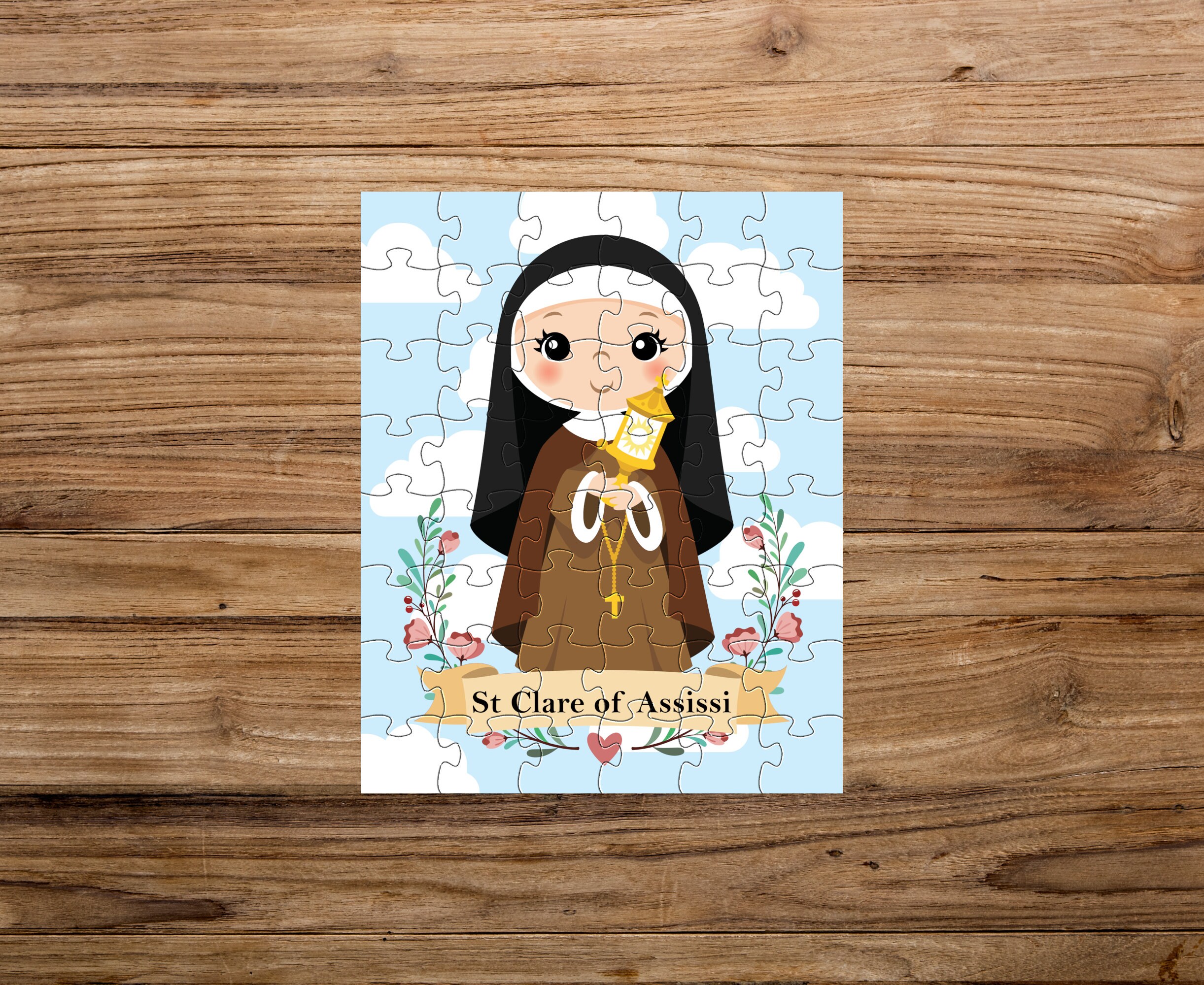Saint Clare of Assisi Puzzle, 48, 80 & 120 Pieces Puzzle, Catholic ...