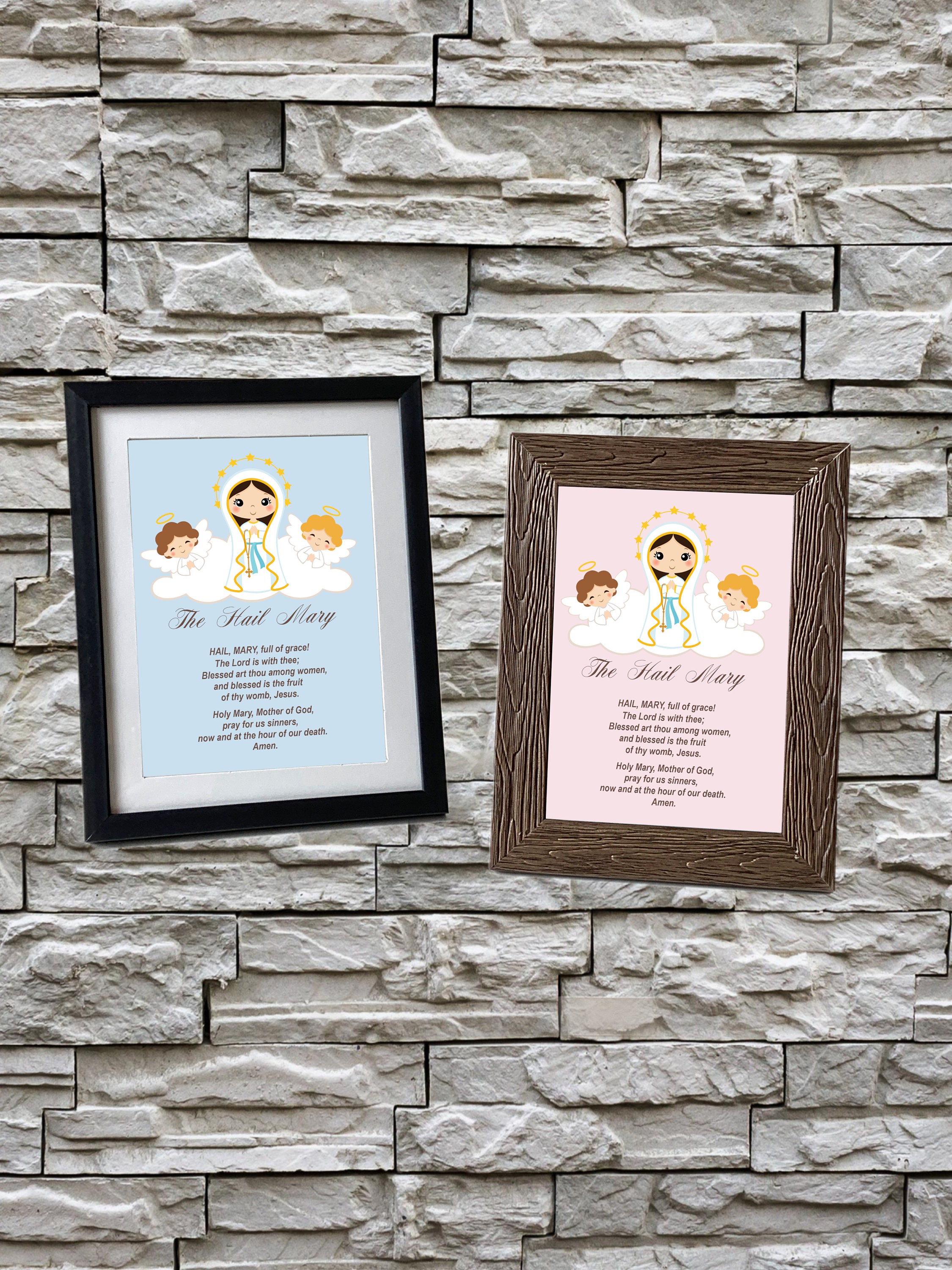 Our Lady of Lourdes Hail Mary Prayer Wall Art, Our Lady of Lourdes Art ...