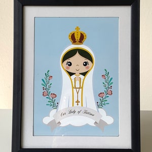 Our Lady of Fatima Wall Art, Lady of Fatima Art Print, Catholic Saints ...