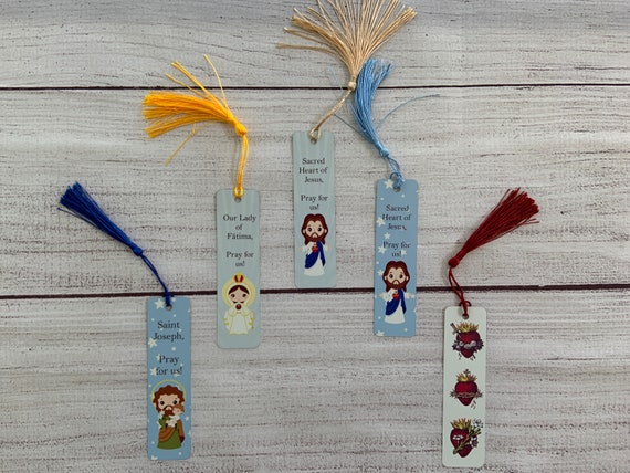 Saints Bookmark Sacred Heart of Jesus Book Mark Catholic | Etsy
