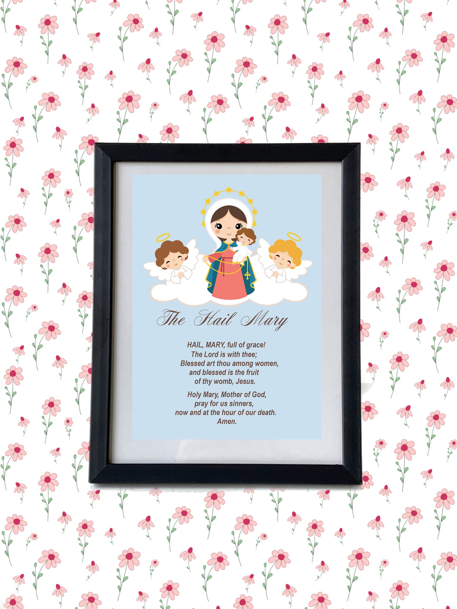 Our Lady of Rosary Hail Mary Prayer Wall Art Our Lady of - Etsy