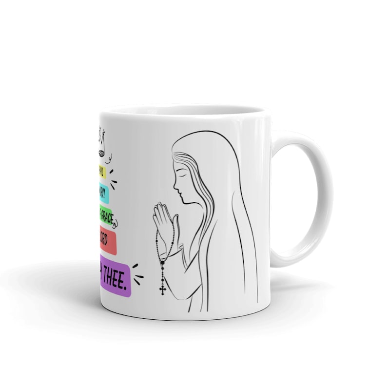 Hail Mary Prayer 11oz Mug, Holy Mary Mug, Catholic Mug, Saints Mug ...