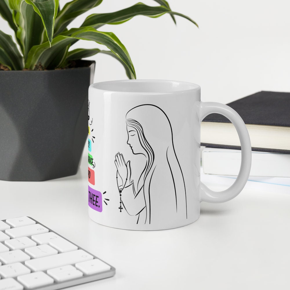 Hail Mary Prayer 11oz Mug, Holy Mary Mug, Catholic Mug, Saints Mug ...