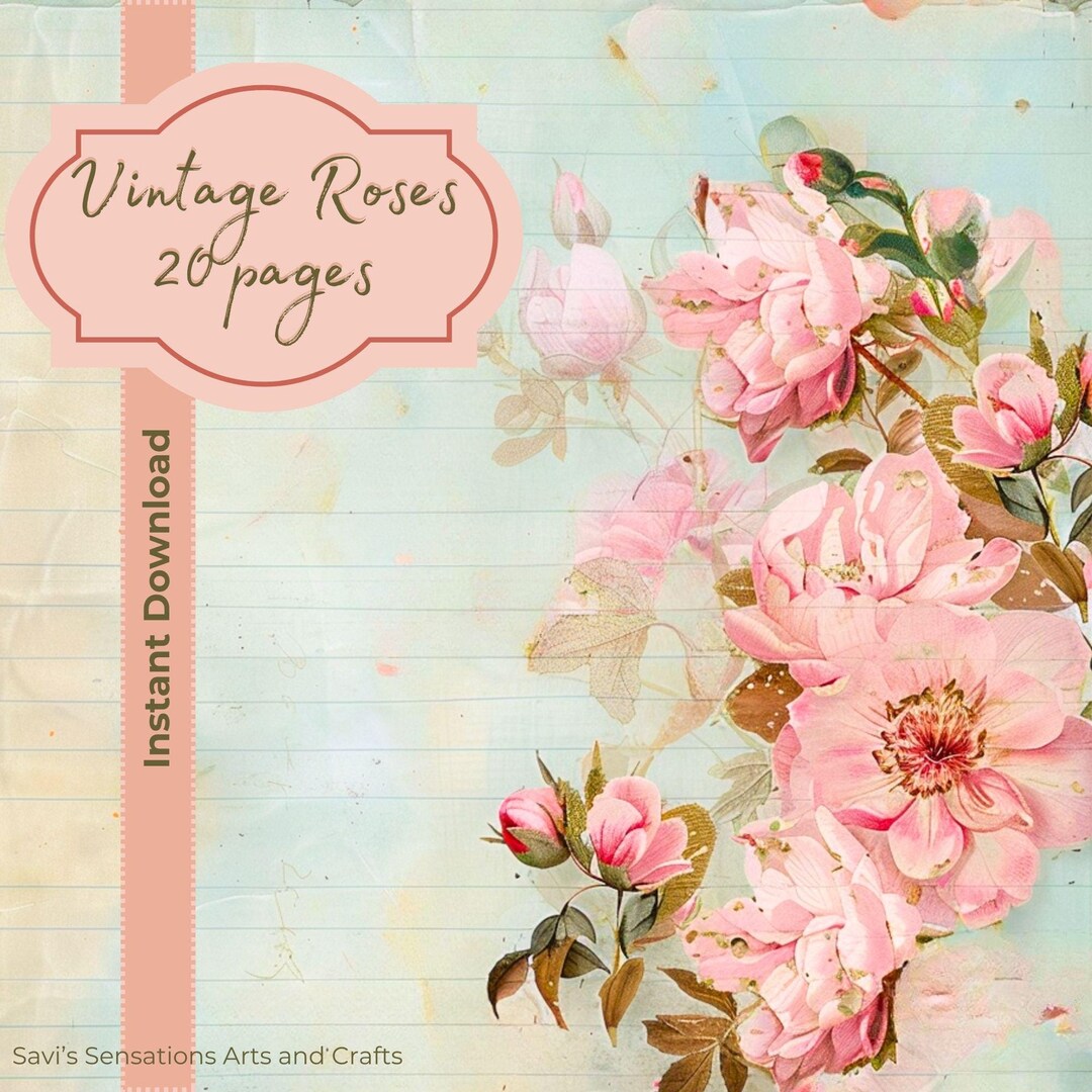 Vintage Rose Printables | 20 Pages | Landscape | Digital Download ...