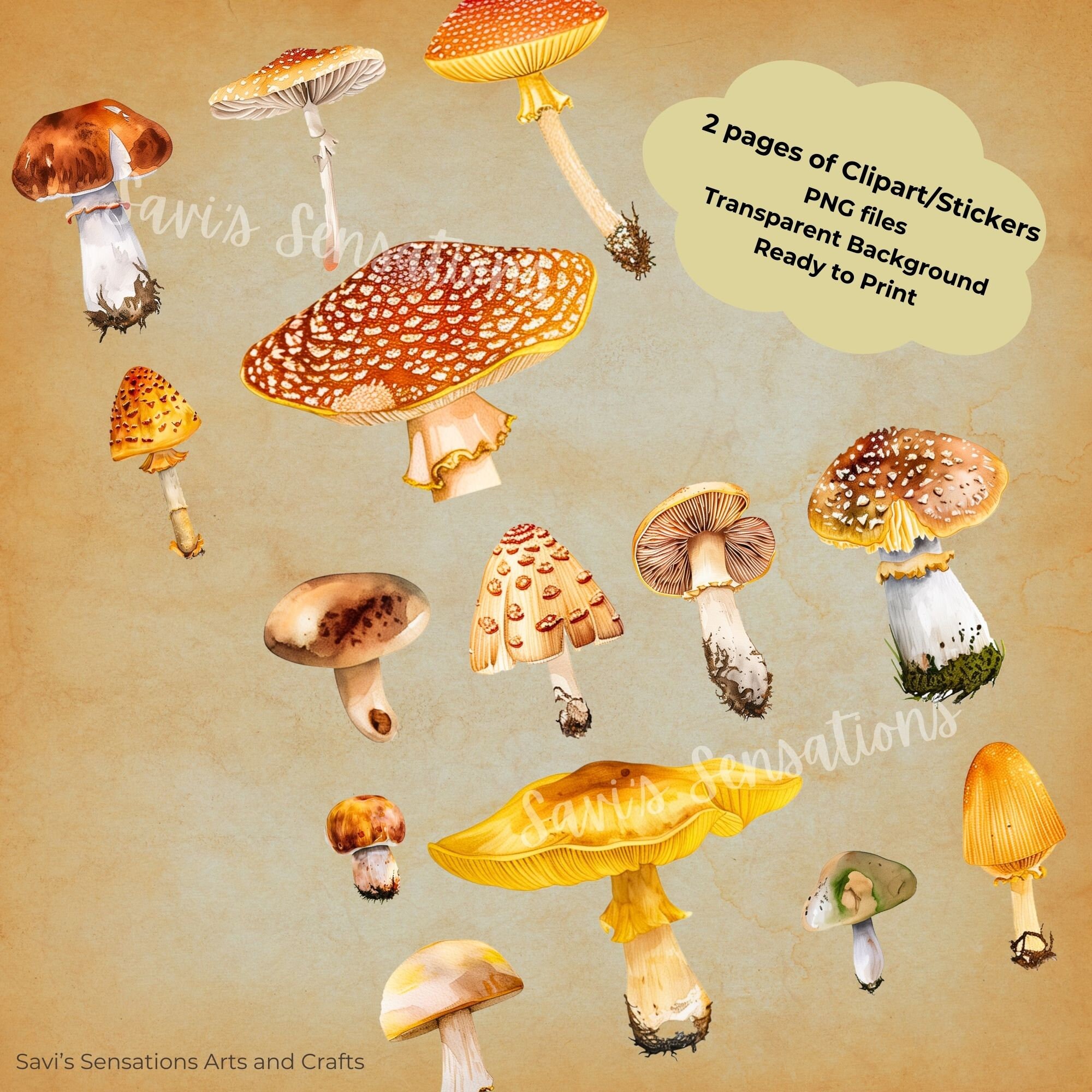 Fungi Botanical Garden 18 Pages | Printable Paper | Digital Download ...