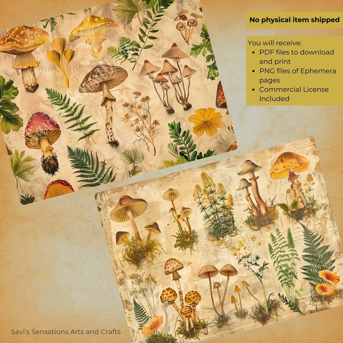 Fungi Botanical Garden 18 Pages | Printable Paper | Digital Download ...