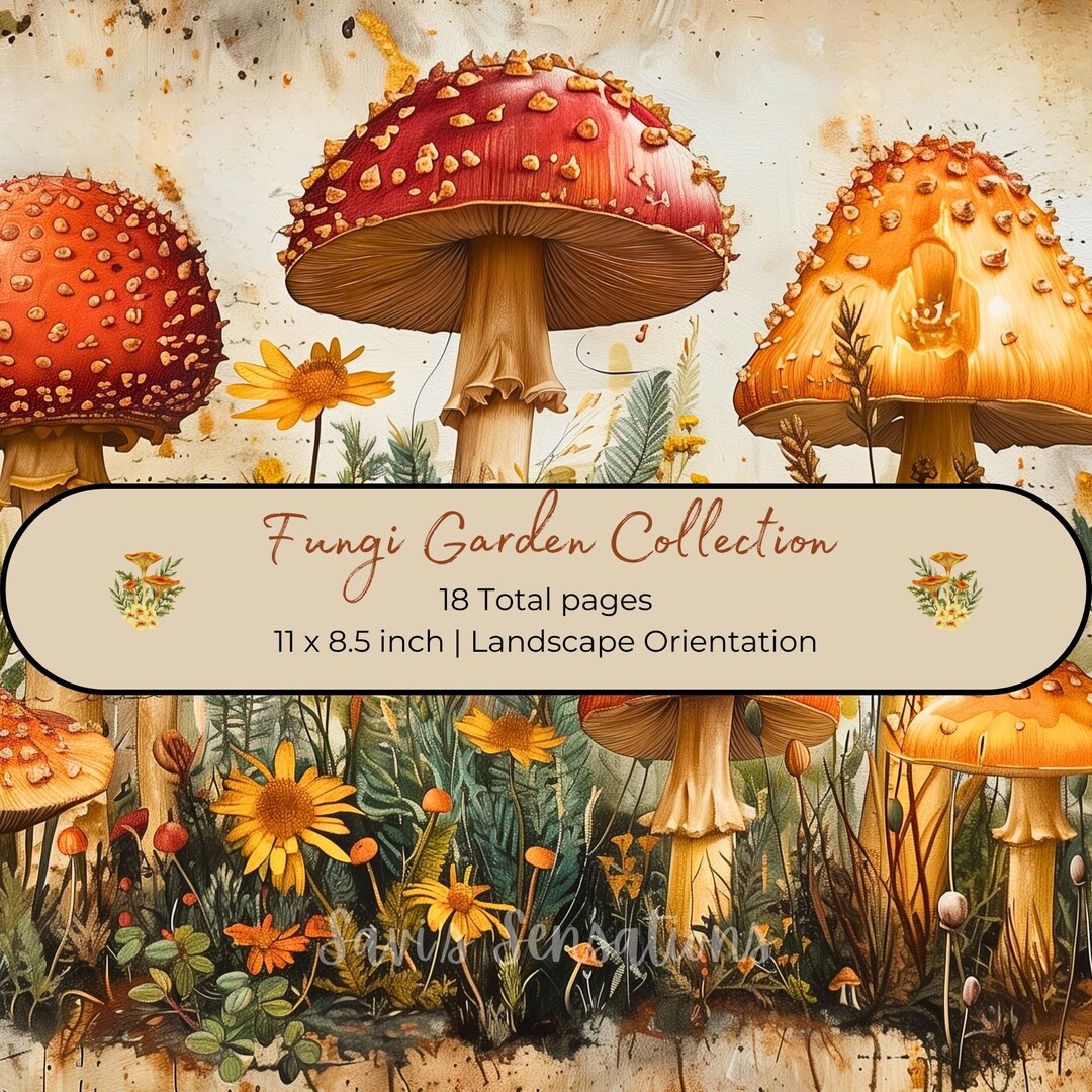 Fungi Botanical Garden 18 Pages | Printable Paper | Digital Download ...