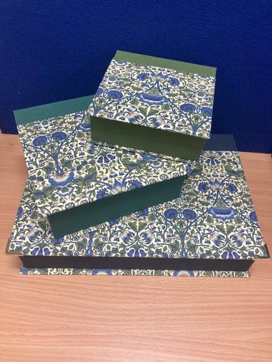 Three Handmade Boxes Covered in Liberty Loden - Etsy UK