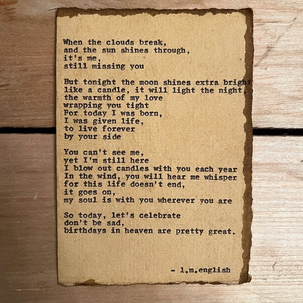 Happy Heavenly Birthday Poem - Etsy