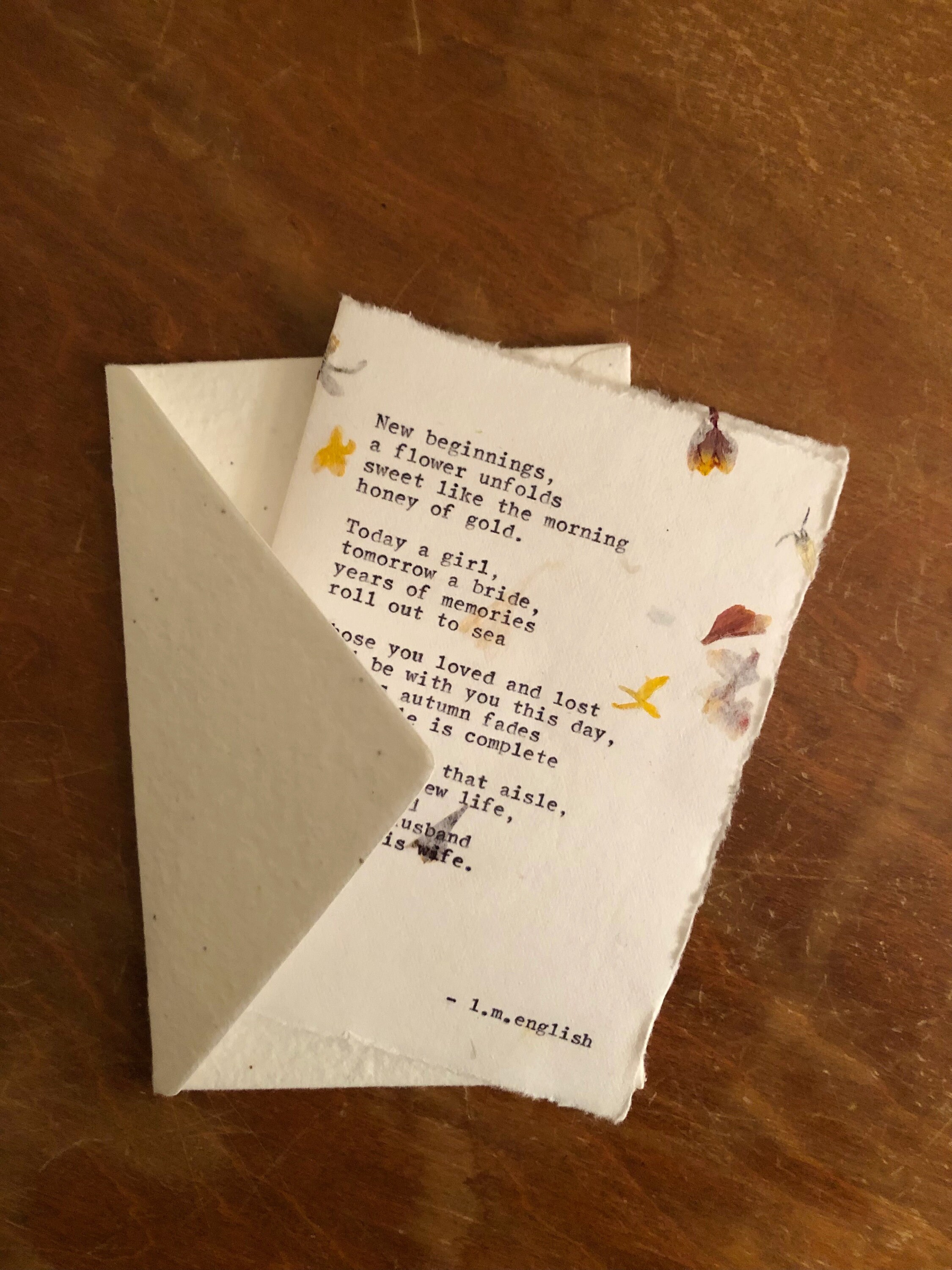 Handmade Card Bridal Card Original Poetry Wedding Card | Etsy