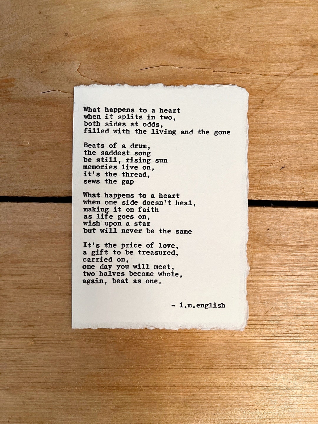 Handmade Card, Grief Card, Hug Gift, Original Poetry, Broken Heart ...
