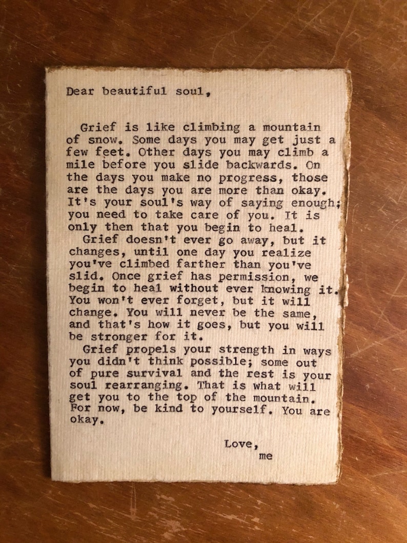 Handmade Card, Original Writing, Grief Card, Inspirational Card, Grief ...