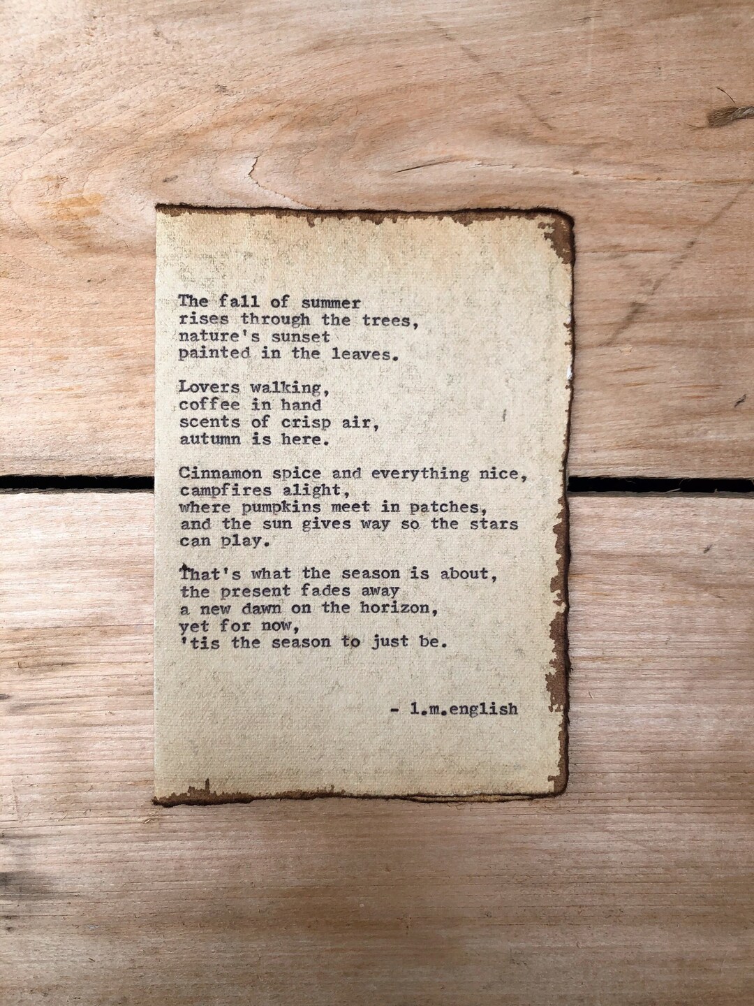 Handmade Card, Original Poetry, Pumpkin Spice, Fall Card, Typed Poem ...