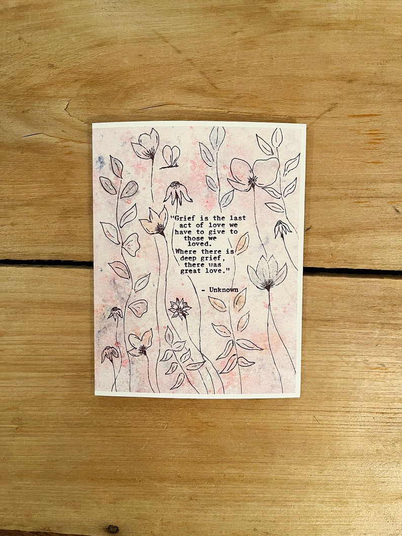 Grief Card, Handmade Card, Pink Flowers, With Sympathy, Watercolor ...