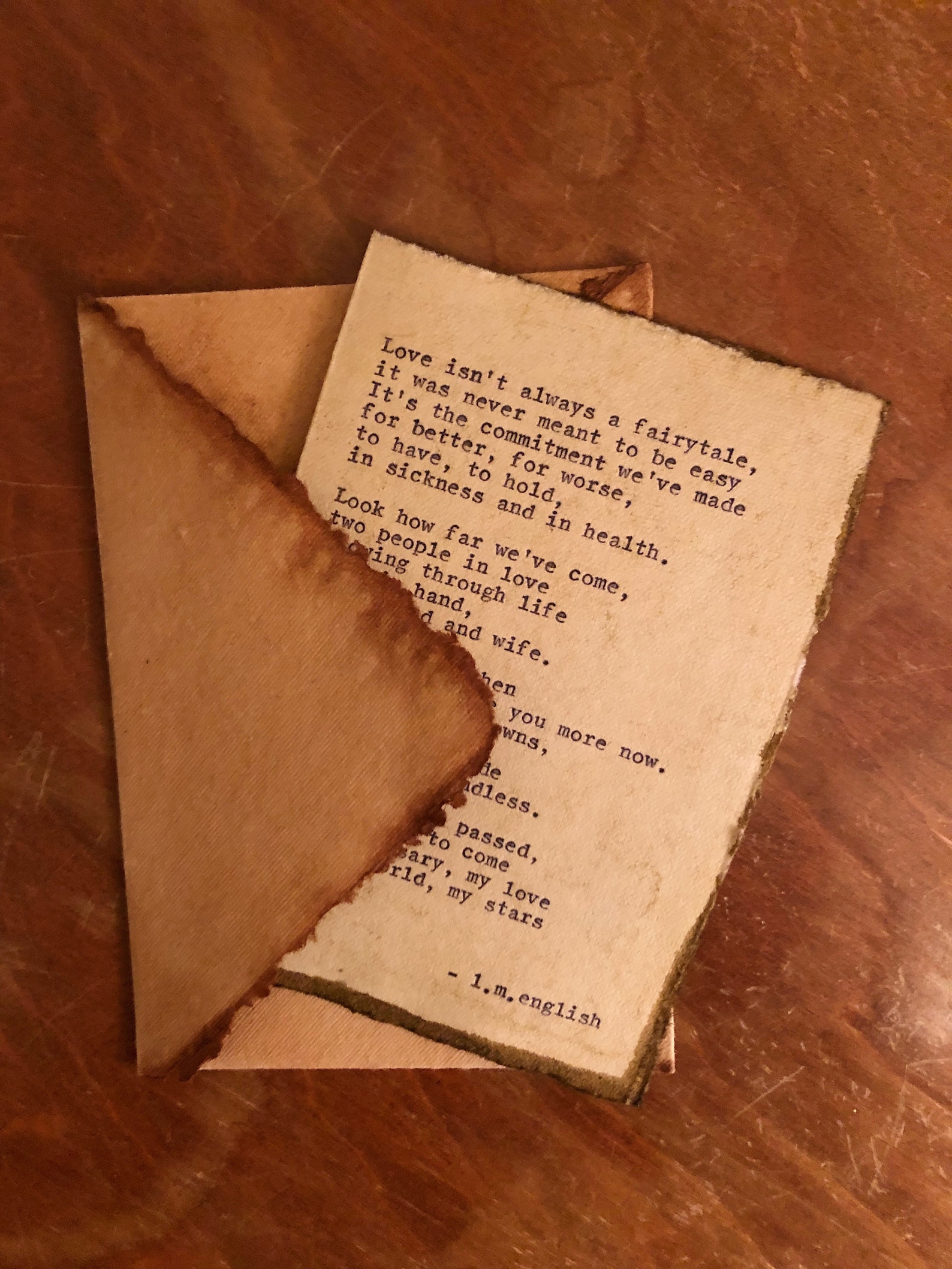 Handmade Card, Original Poetry, Love You More, Anniversary Card, Typed ...