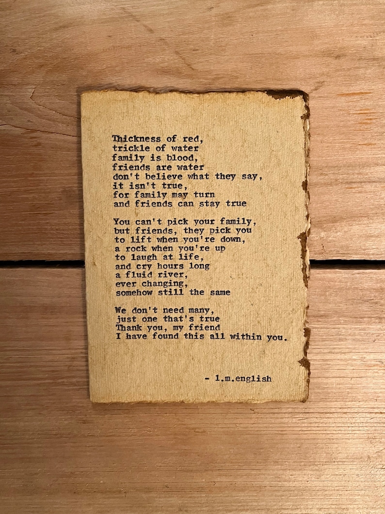 Handmade Card, Original Poetry, Friendship Card, Best Friend Gift ...